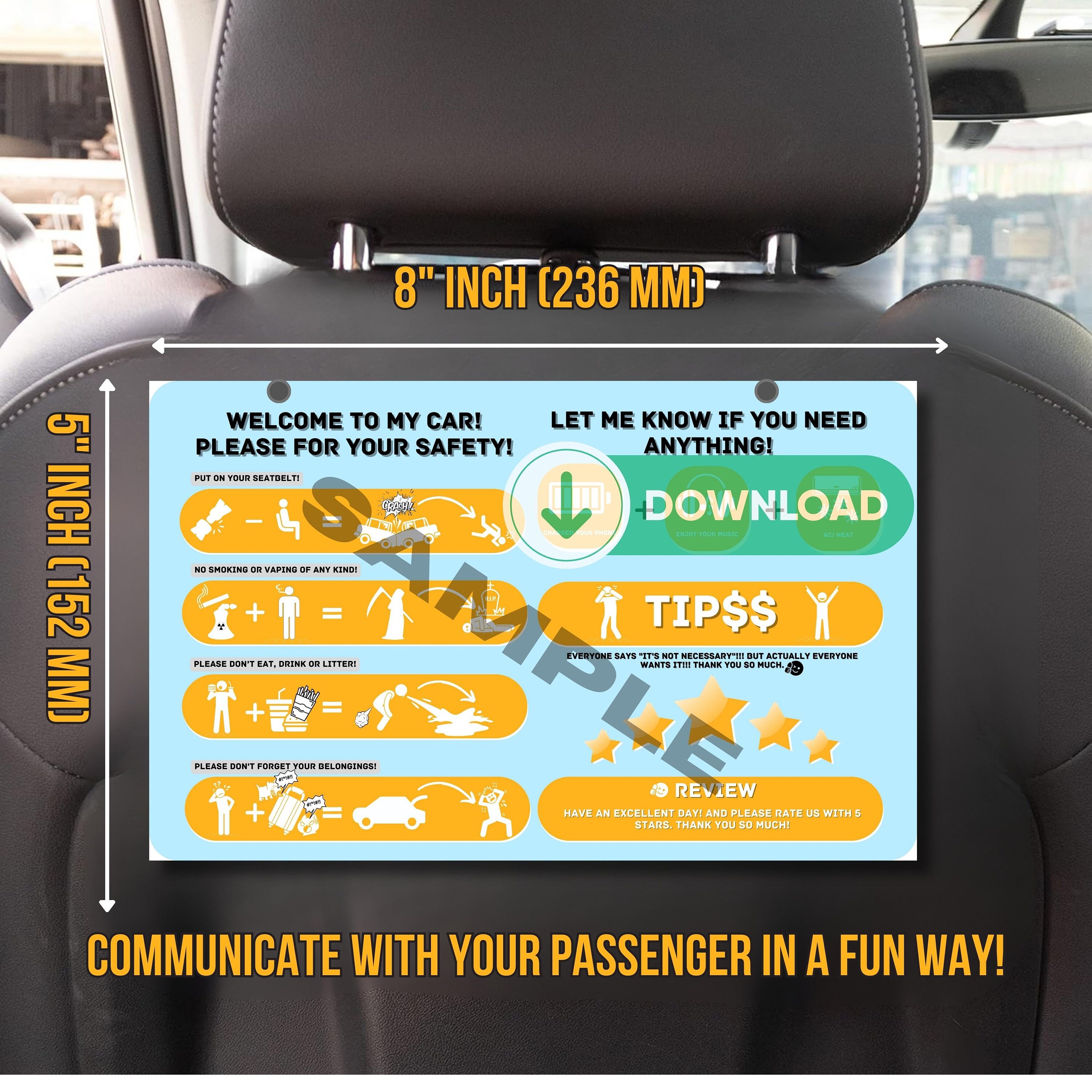 Uber Lyft Taxi Rideshare Printable Sign Blue 5 Inch X 8 Inch Placard ...