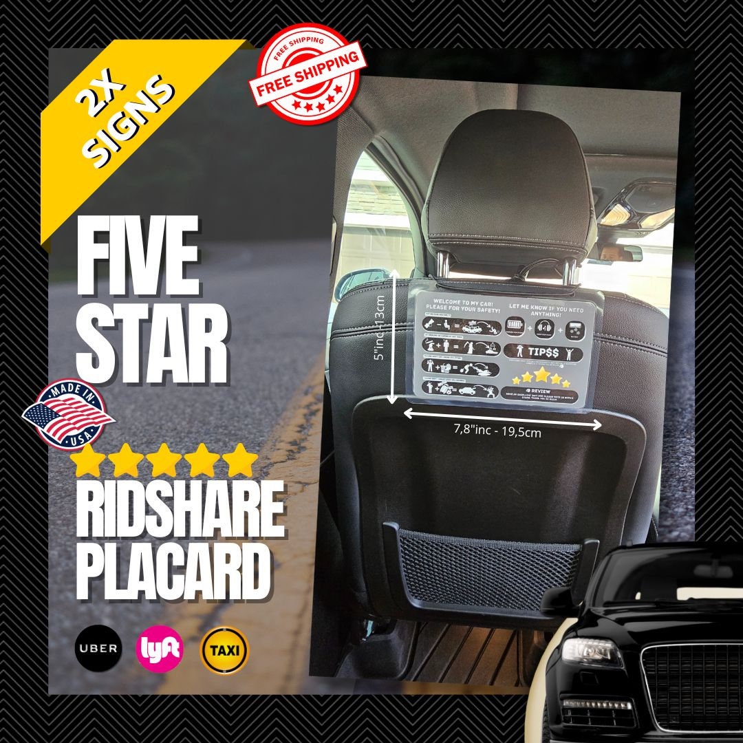 Uber Lyft Taxi 2 Welcome Signs Information Ridshare Boost Rating and ...