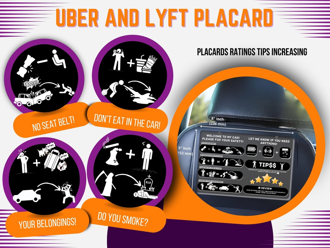 Lyft Uber Driver Printable Information Sign 5 Inch 127mm X 8 - Etsy