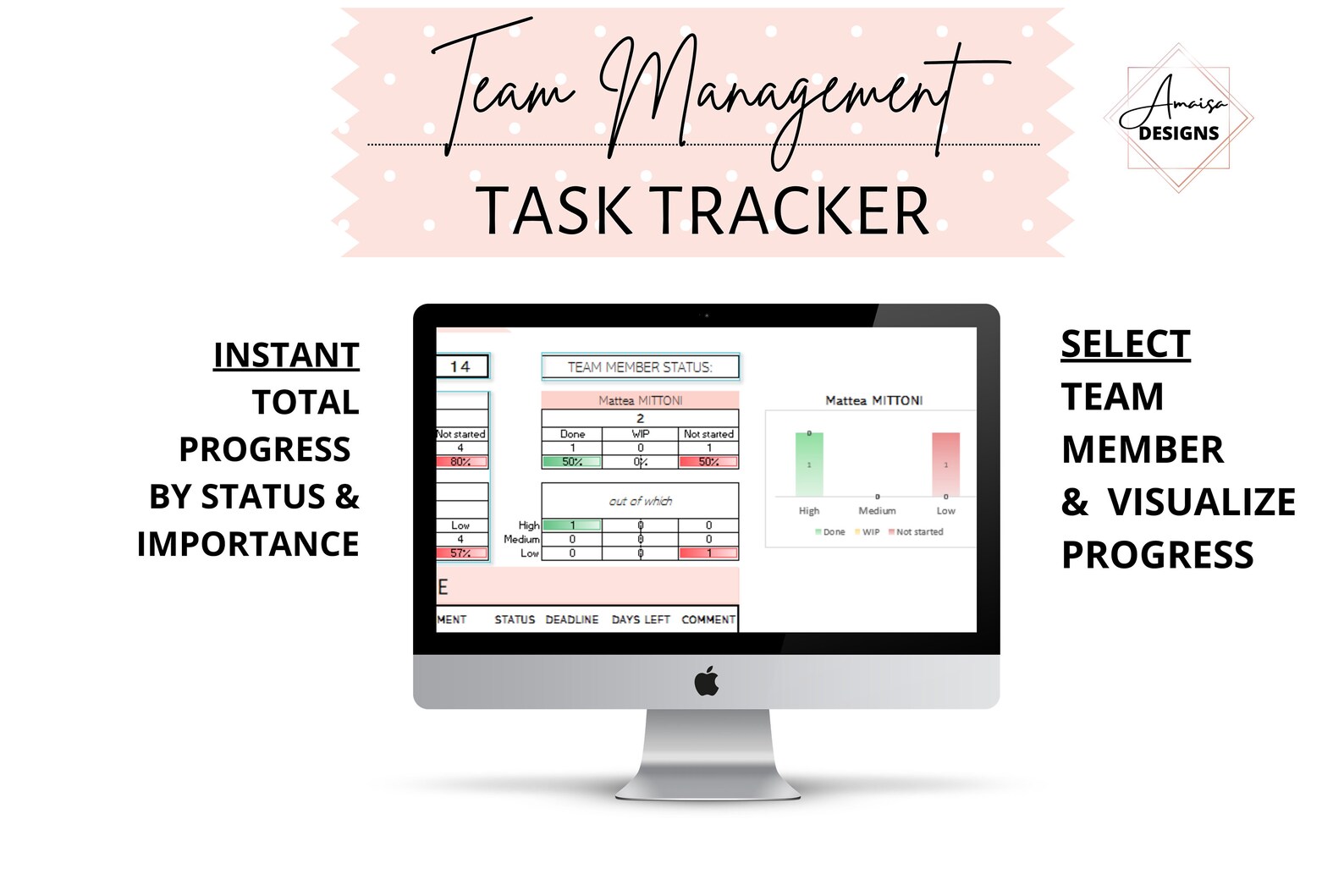 Management Tasks Tracker Planner | Excel to Do List | Excel Task ...