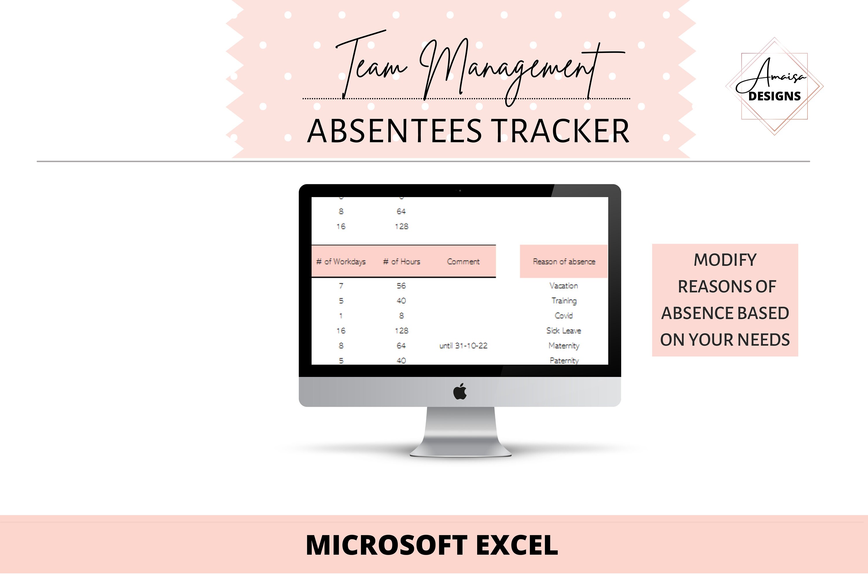 Absence Tracker | Absentees Follow up | Team Management | Instant Excel ...