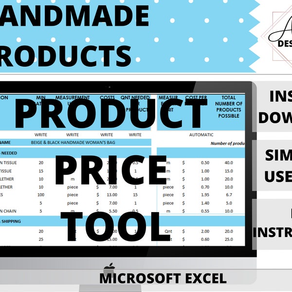 Pricing Template Excel - Etsy Pricing Template Excel - Etsy