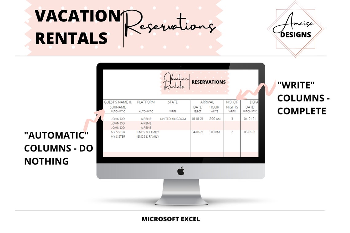 Airbnb Host Bundle Excel Template | Airbnb Host Calendar Template ...