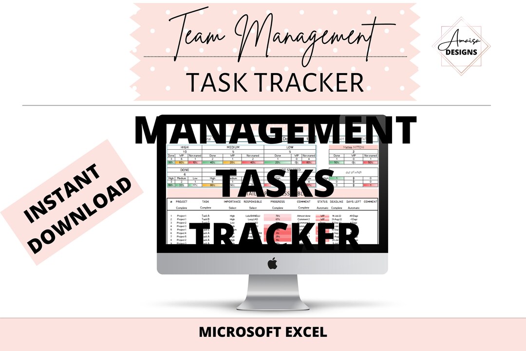 Management Tasks Tracker Planner | Excel to Do List | Excel Task ...