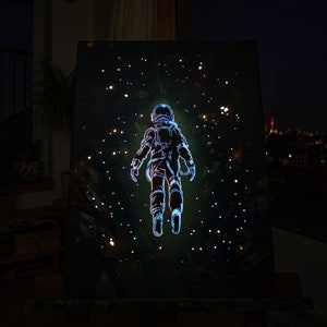 Astronaut LED LIGHT Canvas Light up Luminous Wall Art Galaxy Outer ...