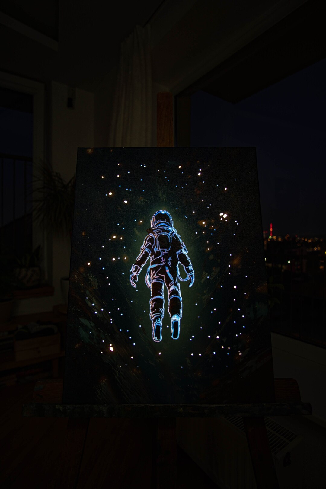 Astronaut LED LIGHT Canvas Light up Luminous Wall Art Galaxy Outer ...