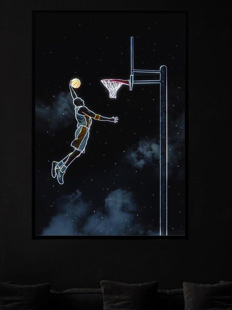 Light up Canvas - Kobe, Basketball LED Wall Art, Black Mamaba Art, Kobe ...
