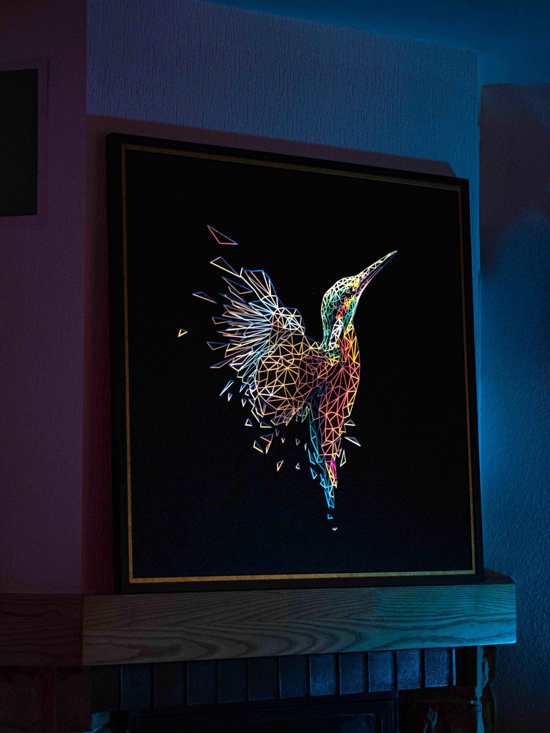 Bird Light Painting, LED Canvas Hummingbird Wall Art, Light Home Decor ...