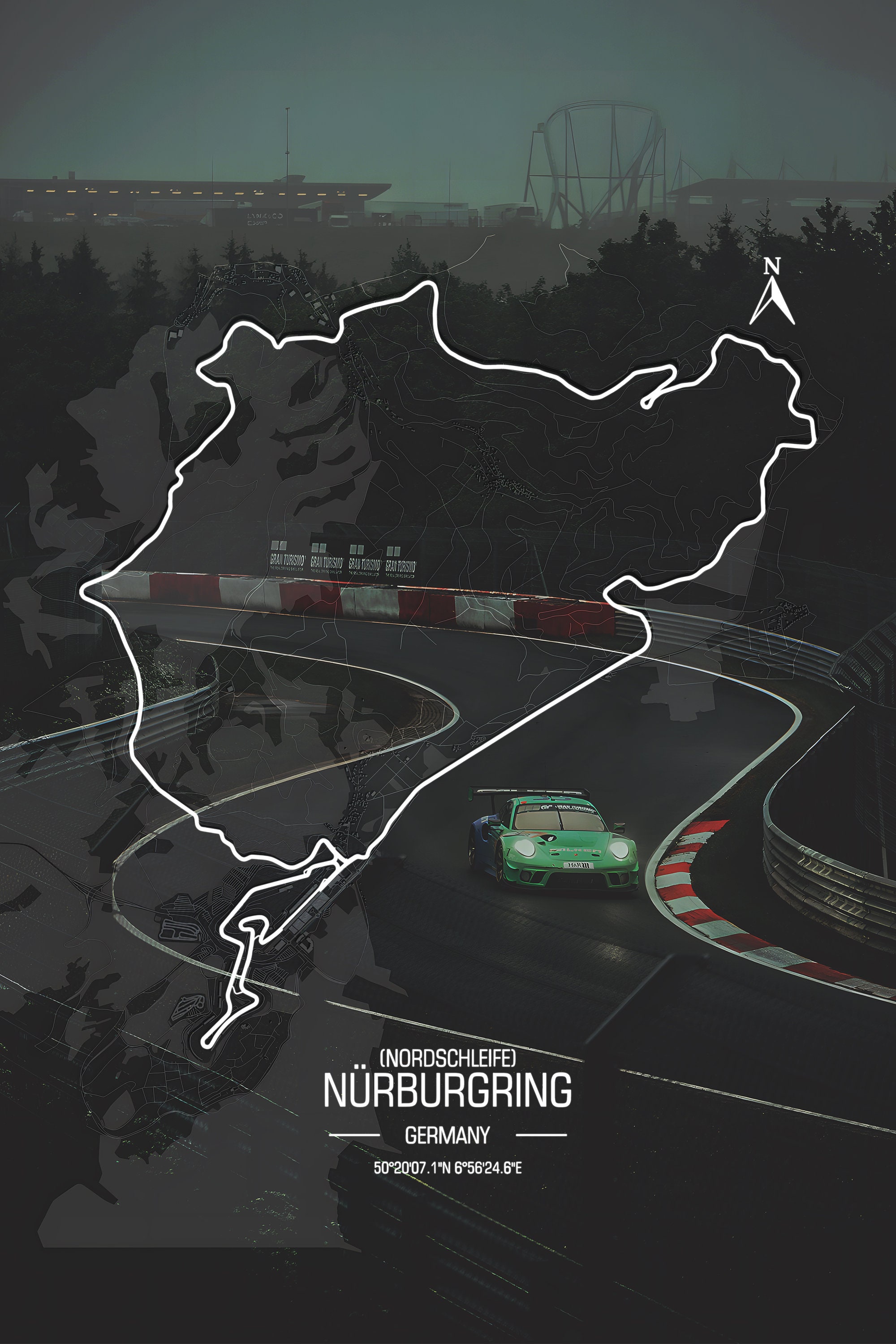 Nürburgring LED Light up Racing Circuit Canvas Print-framed. - Etsy