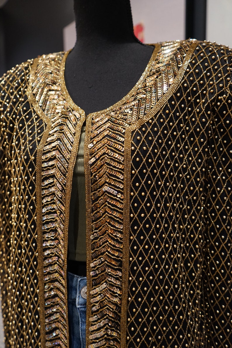 Vintage Jakelin Designs Gold Sequin Jacket - Etsy