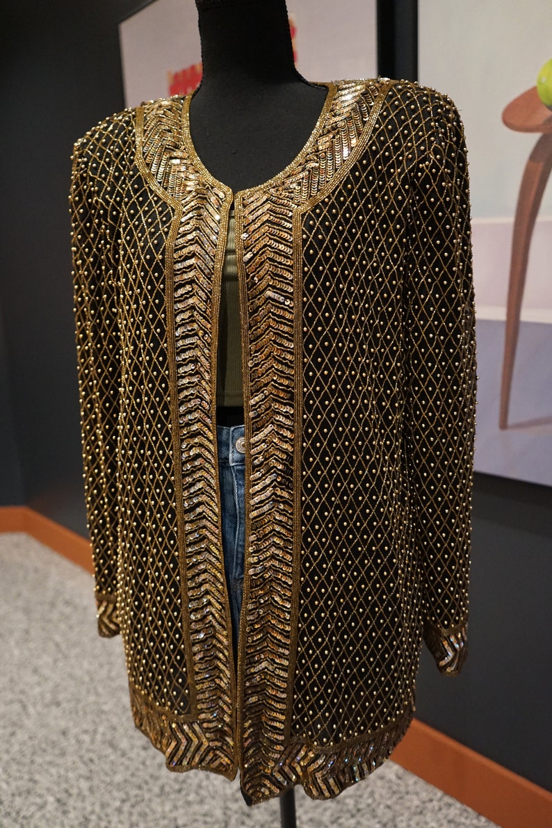 Vintage Jakelin Designs Gold Sequin Jacket - Etsy