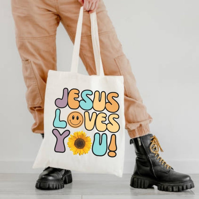 Jesus Loves You Canvas Tote Bag Share Your Faith in Style Christian ...