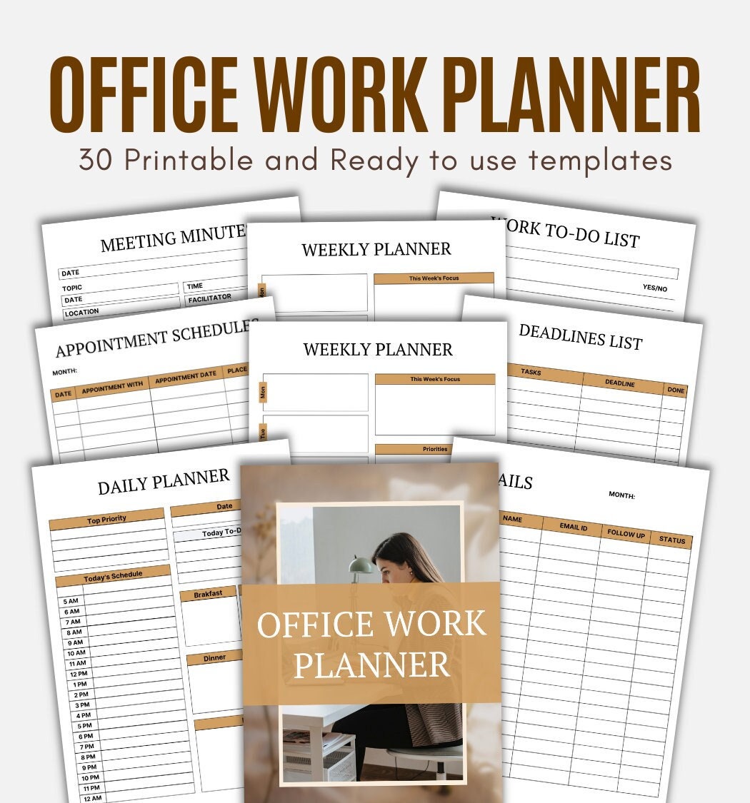 Office Work Planner and Organizer, Work to Do Checklist, Printable ...