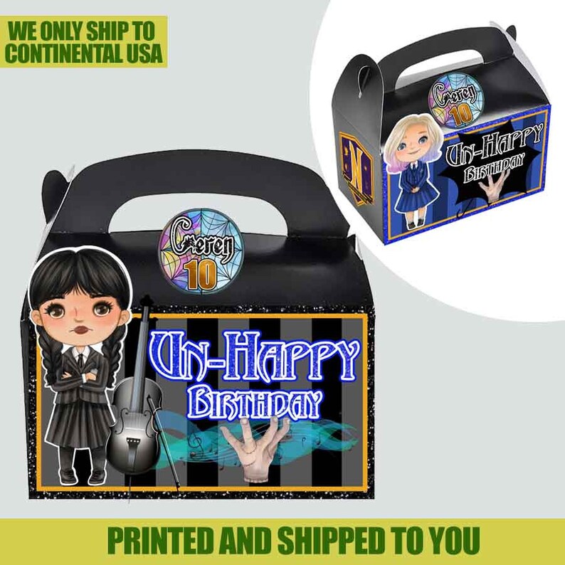 Wednesday Favor Box Addams Family Favor Box Wednesday Treat - Etsy