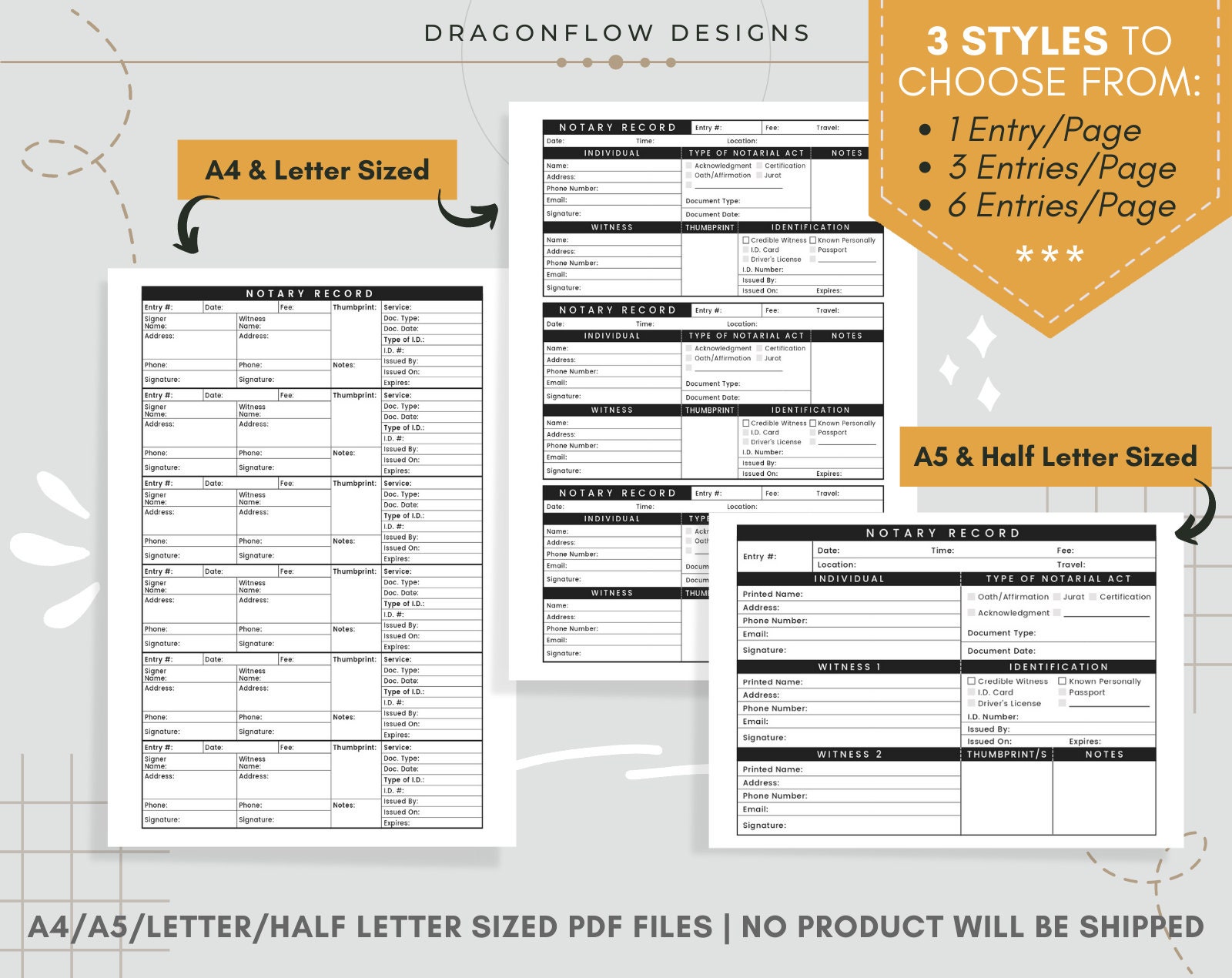 Notary Journal PDF Printable Download | Notary Public Record Template ...