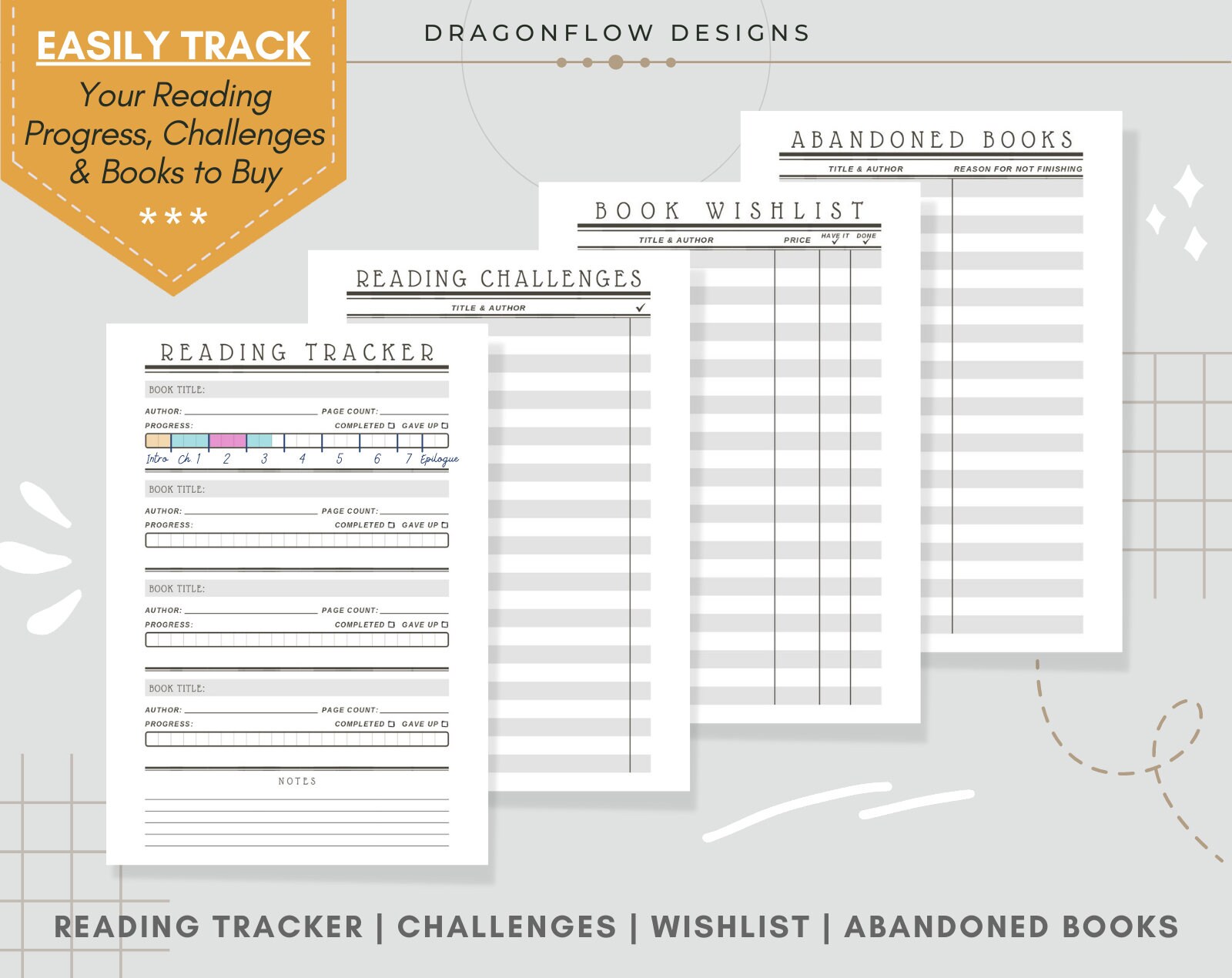 Book Journal Printable Download | Reading Planner PDF Template ...