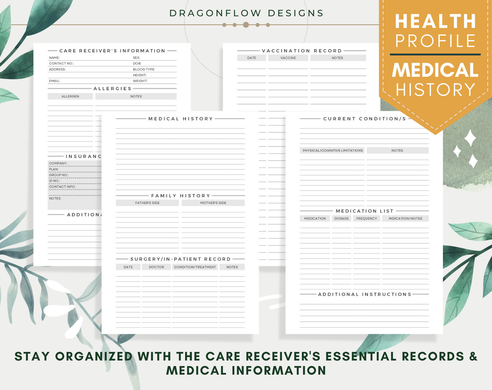 Caregiver Log Book Template | Caregiving Daily Report Printable | Track ...