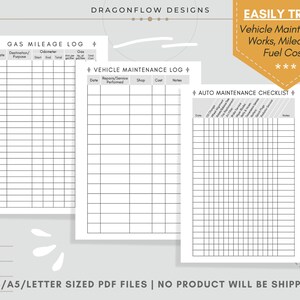 Vehicle Maintenance Log Printable Download | Auto Maintenance Checklist ...