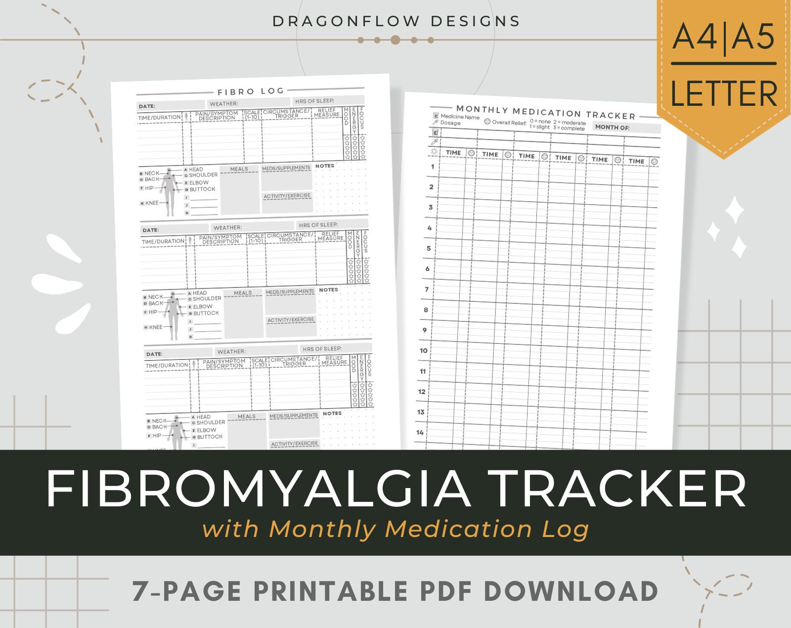 Fibromyalgia Journal Printable Template | Fibro Pain Tracker PDF ...