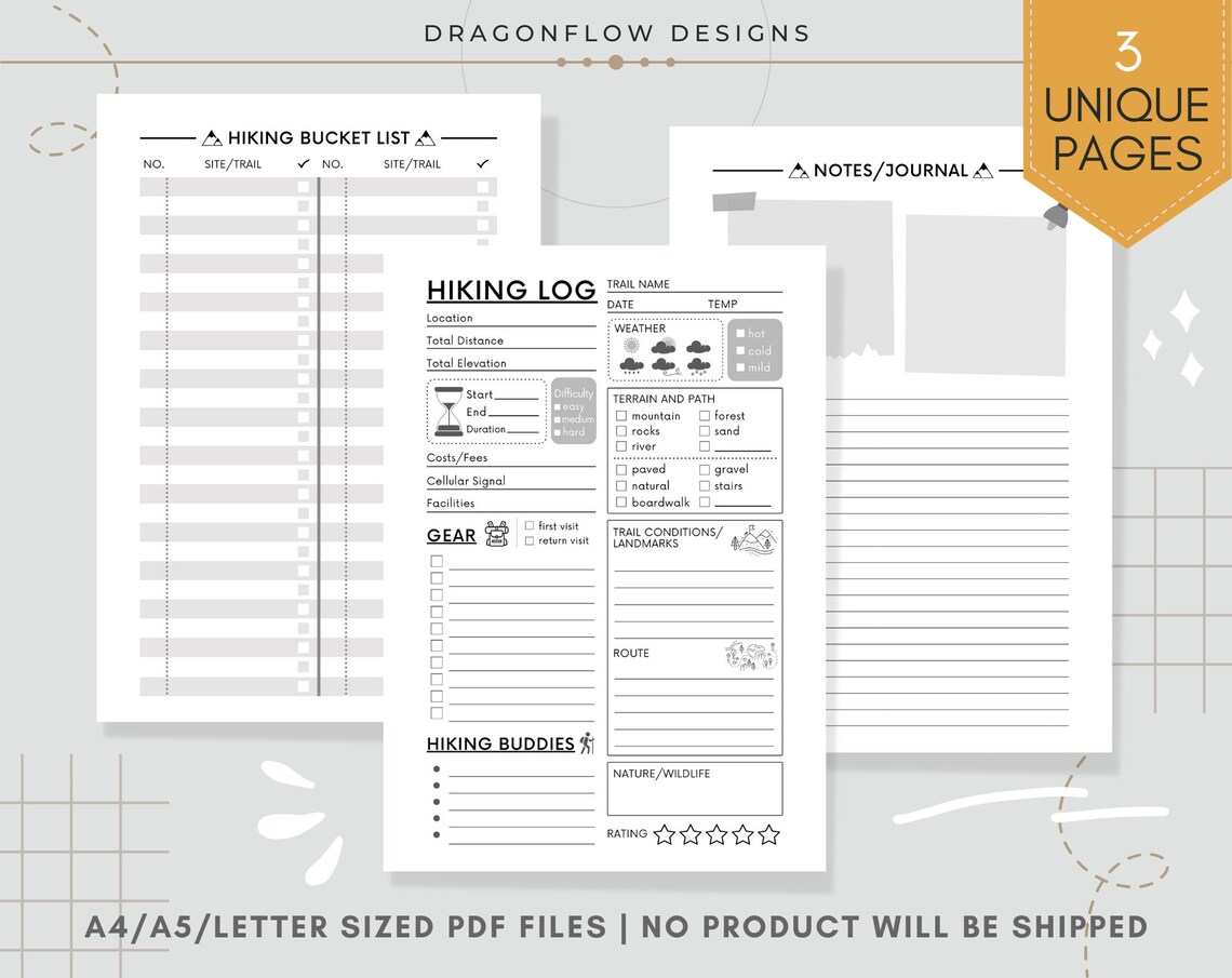 Hiking Journal Template Printable | Hiking Memories Log PDF Instant ...