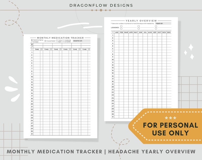 Migraine Tracker Printable Template Headache Journal PDF | Etsy