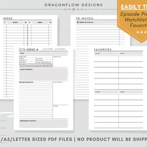 TV Series Review Log Printable Download | Television Show Critic ...