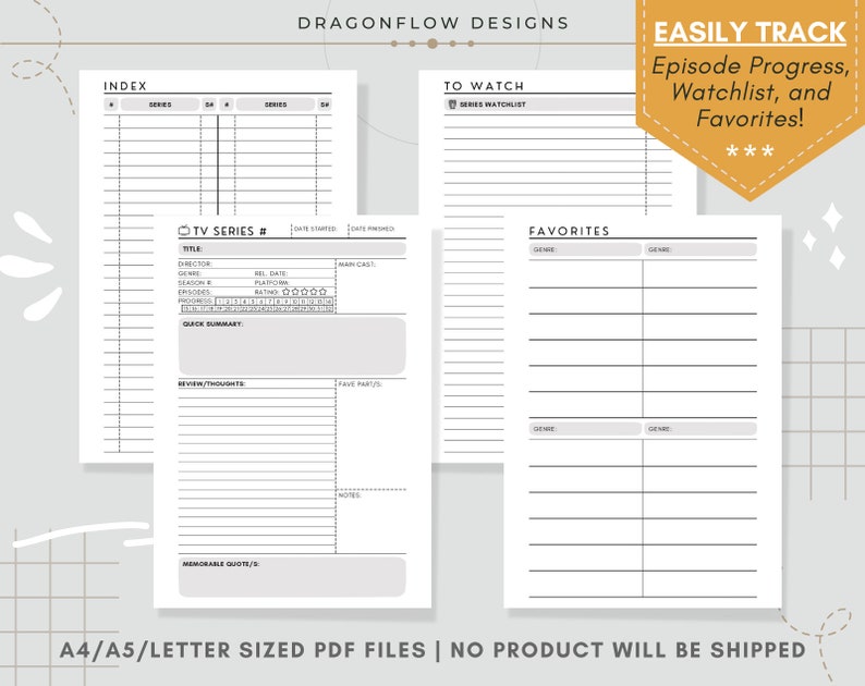 TV Series Review Log Printable Download | Television Show Critic ...