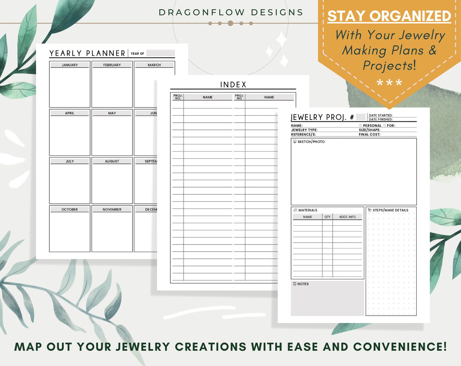 Jewelry Making Log PDF Printable Download | Jewellery Project Journal ...
