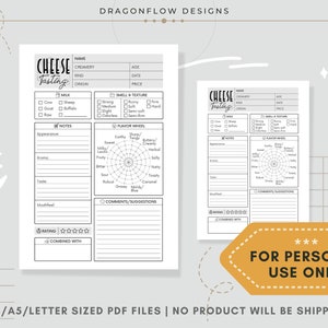 Cheese Tasting Notes Journal PDF Printable | Template Sheet to Record ...
