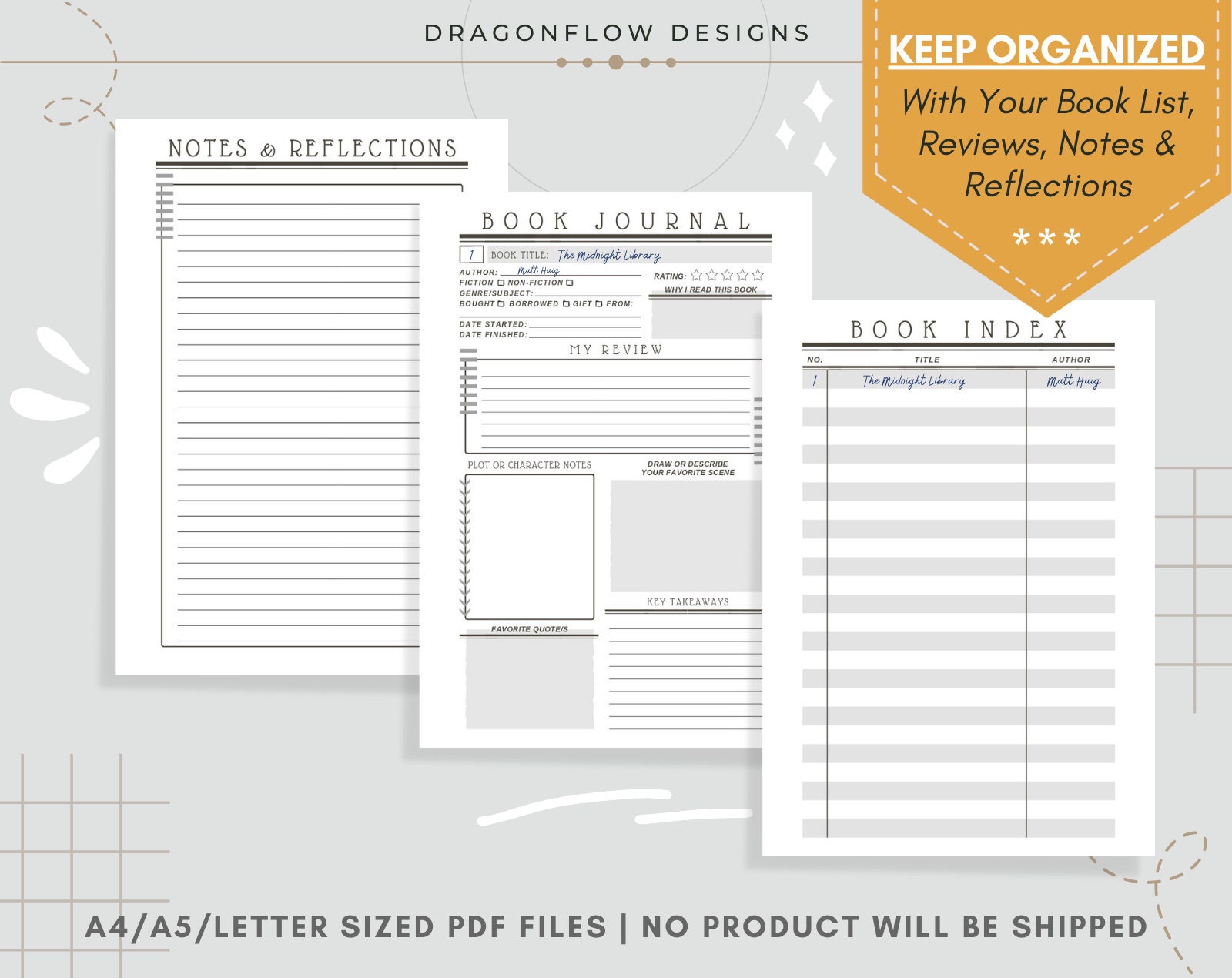 Book Journal Printable Download | Reading Planner PDF Template ...