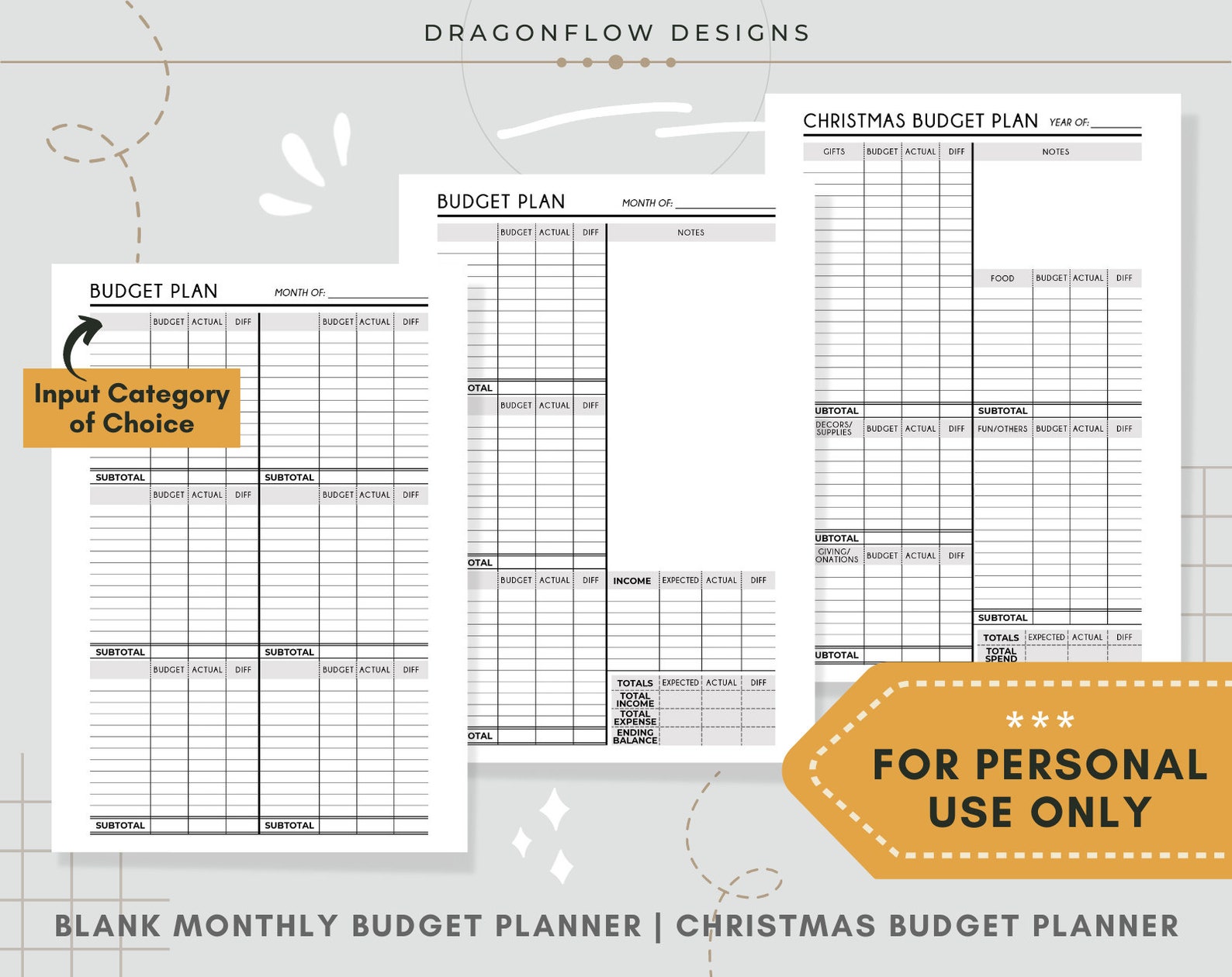 Monthly Budget Planner Printable PDF Download Financial | Etsy