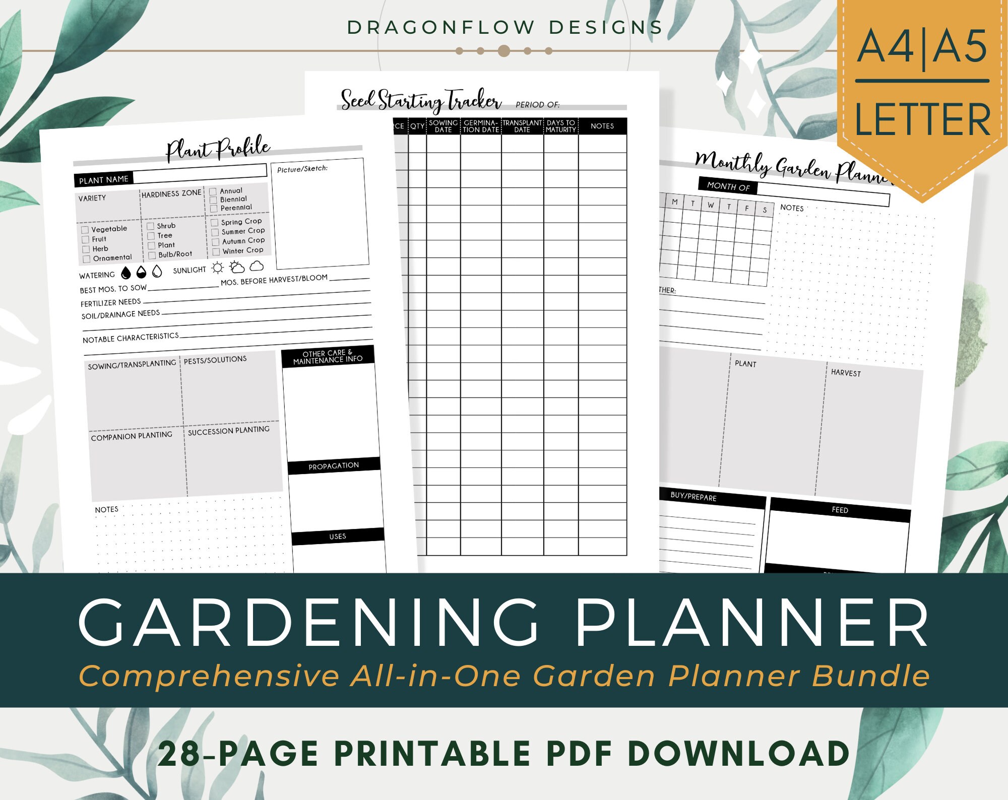 Complete Garden Planner Bundle for Vegetable, Herb & Flower Gardening ...
