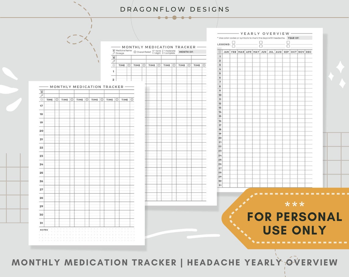Migraine Tracker Printable Template | Headache Journal PDF Download ...