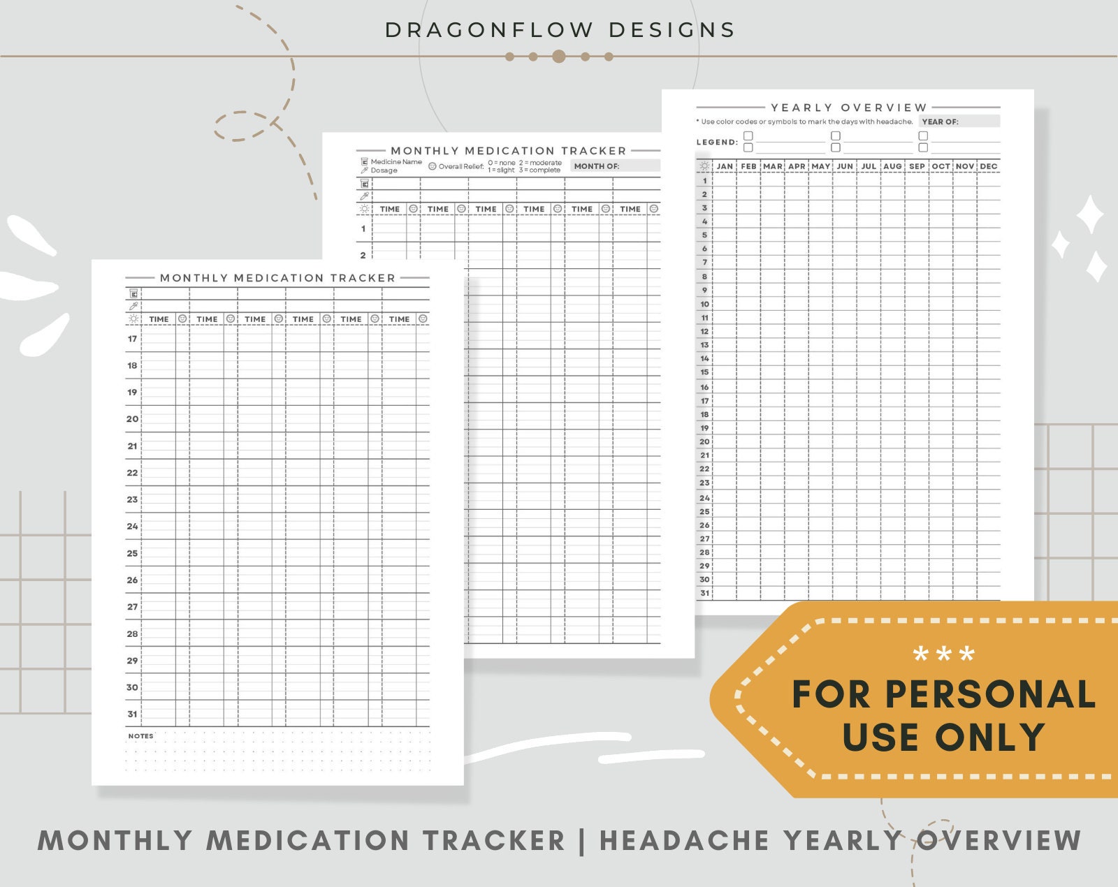 Migraine Tracker Printable Template | Headache Journal PDF Download ...