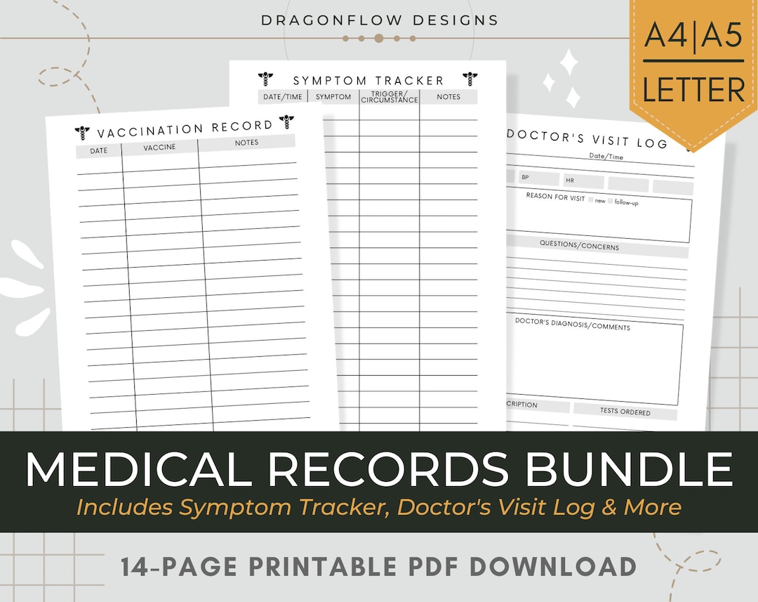 Medical Records Bundle Printable | Healthcare Planner PDF Template ...