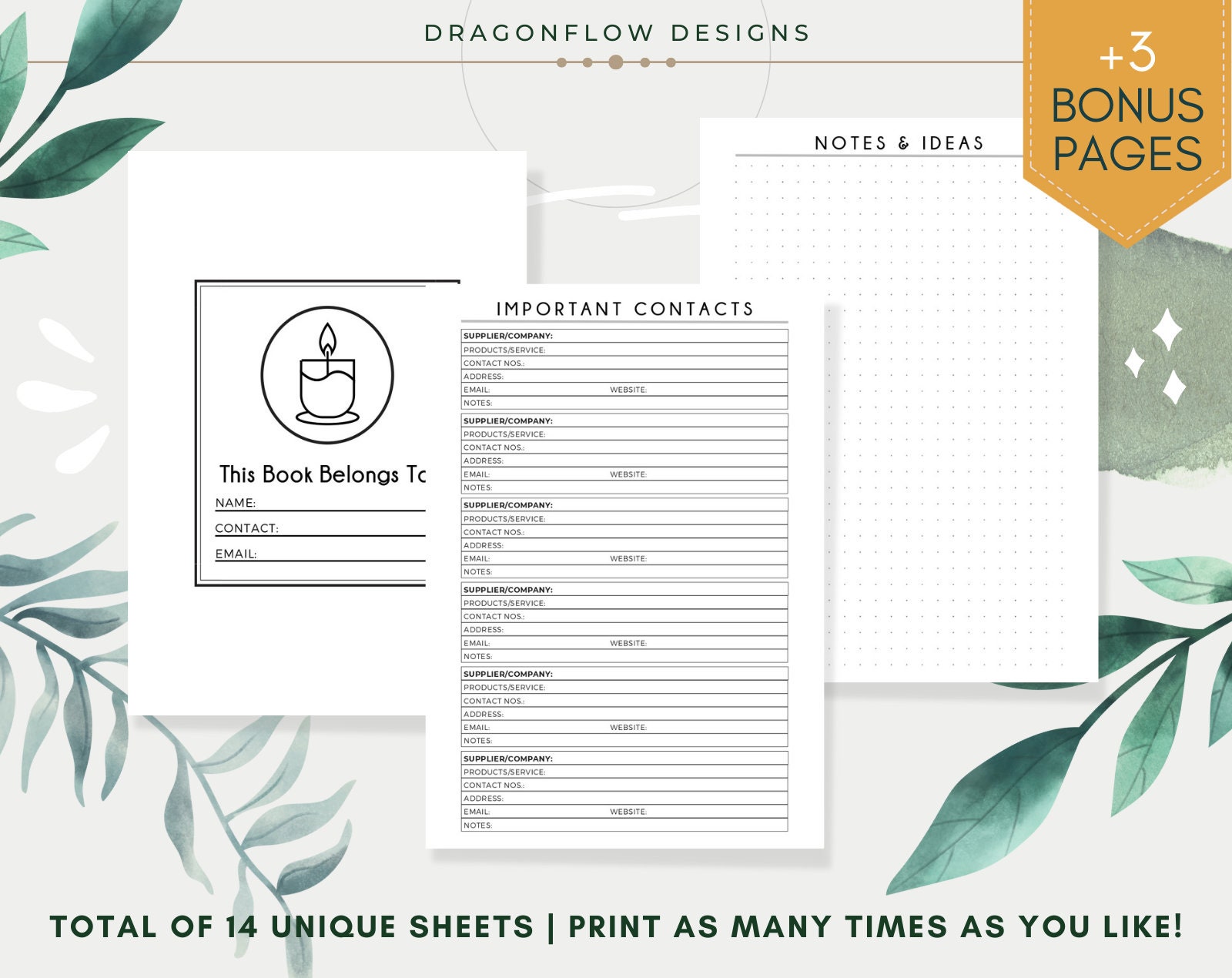 Candle Making Planner Bundle Template | Candle Business Logbook ...