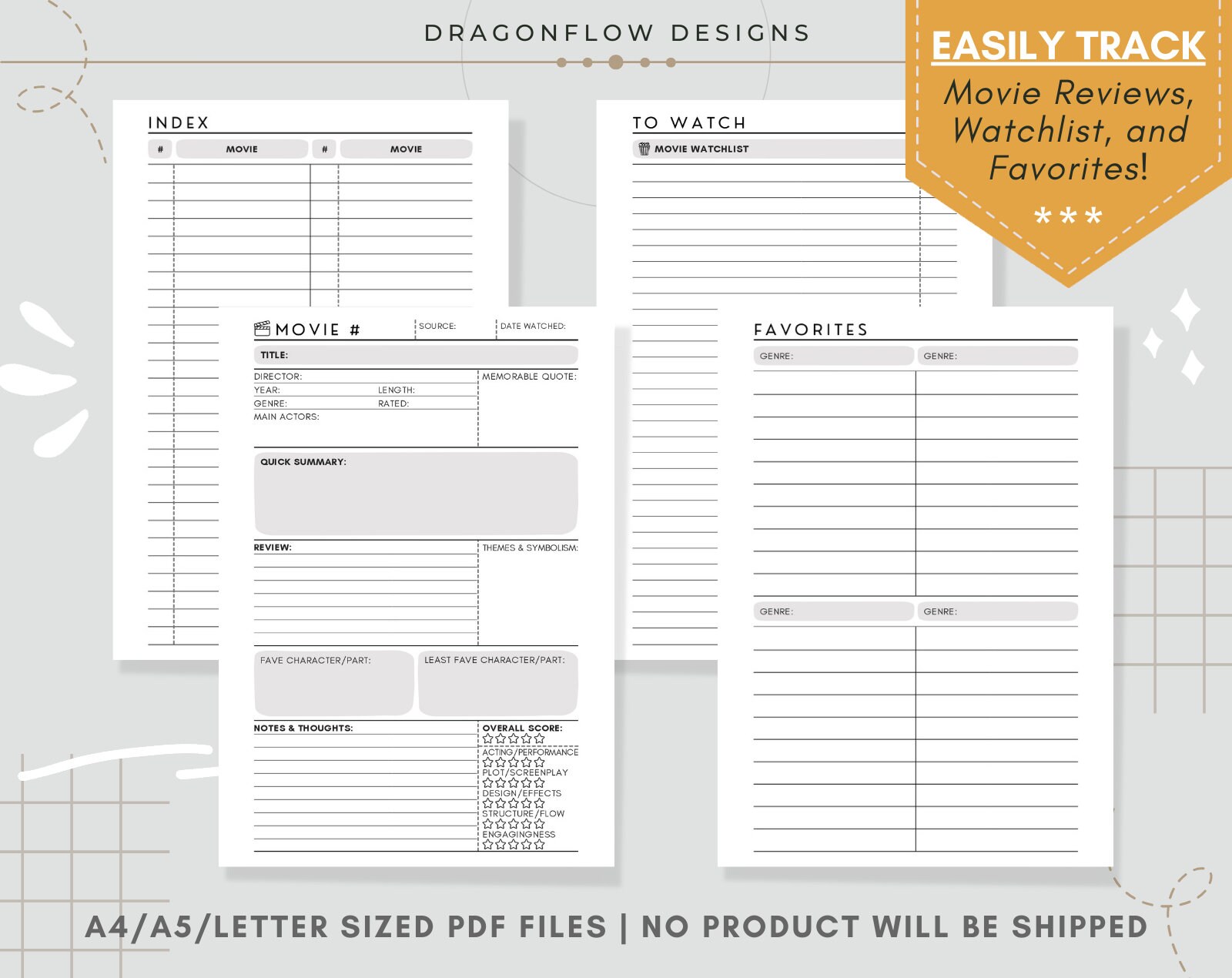 Movie Review Log Printable Download | Film Critic Journal PDF Template ...