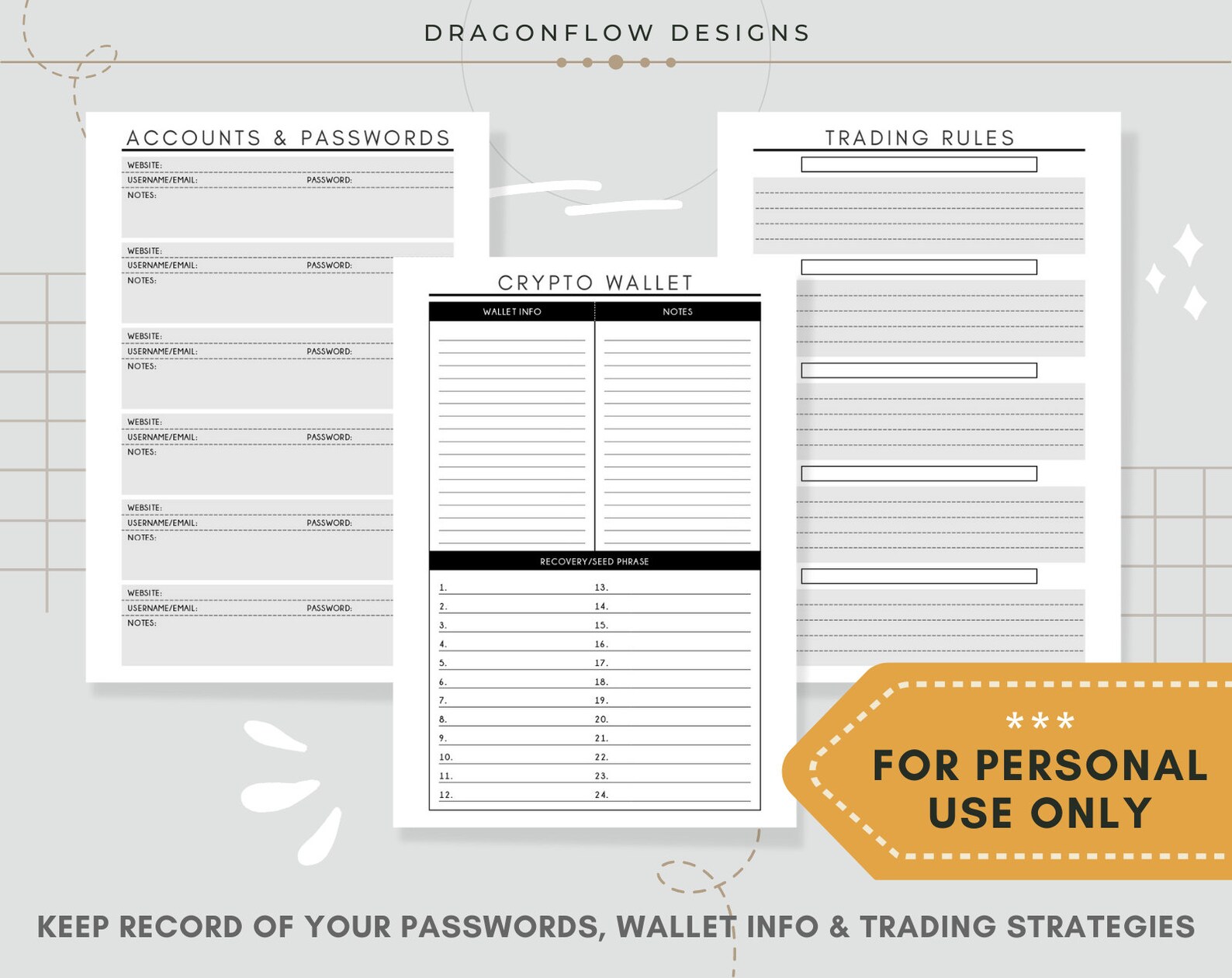Crypto Trading Journal Printable | Cryptocurrency Purchase Ledger PDF ...