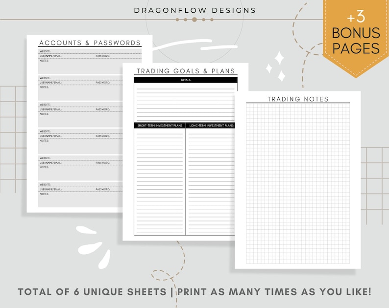 Trading Journal Printable Template | Trader's Logbook PDF Download ...