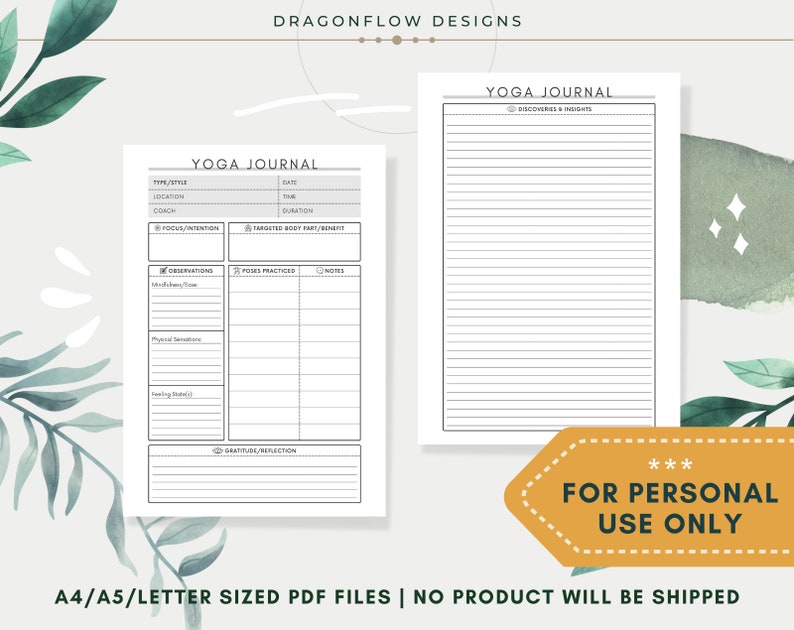 Yoga Journal Printable PDF Download Mindfulness Log Tracker Record Your ...