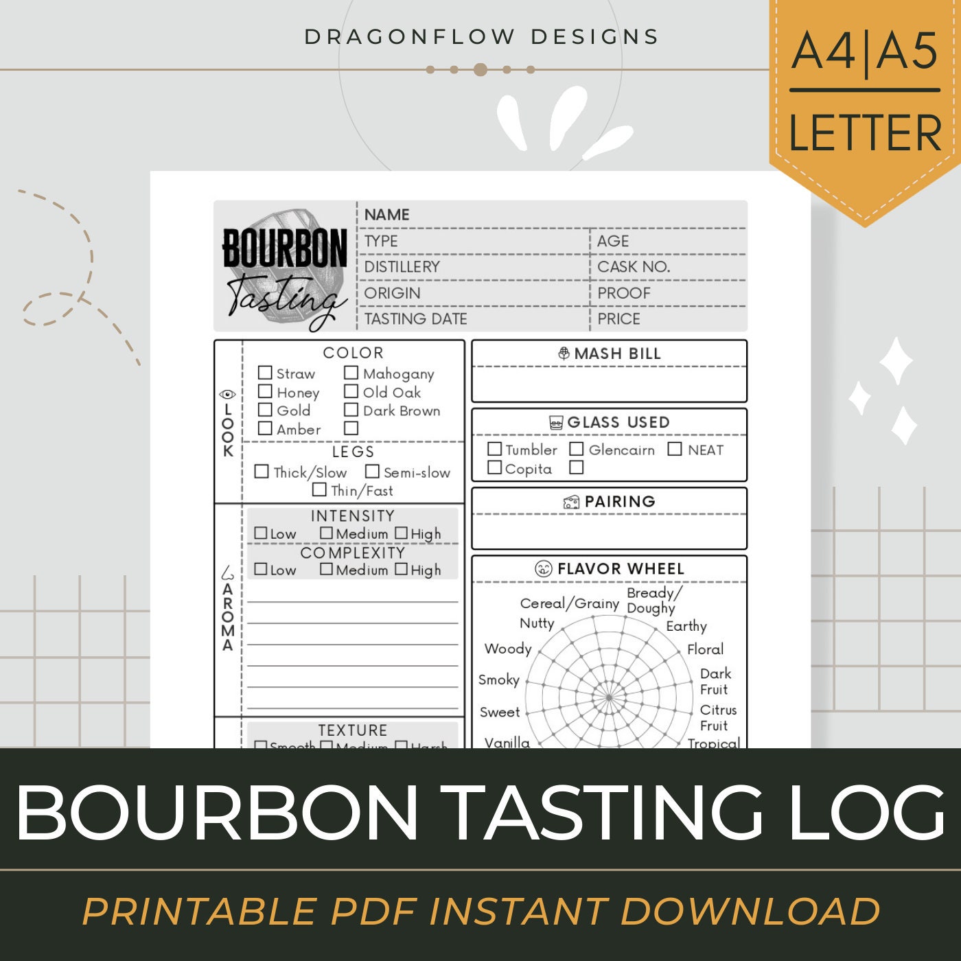Bourbon Tasting Journal Printable Download | American Whiskey Review ...