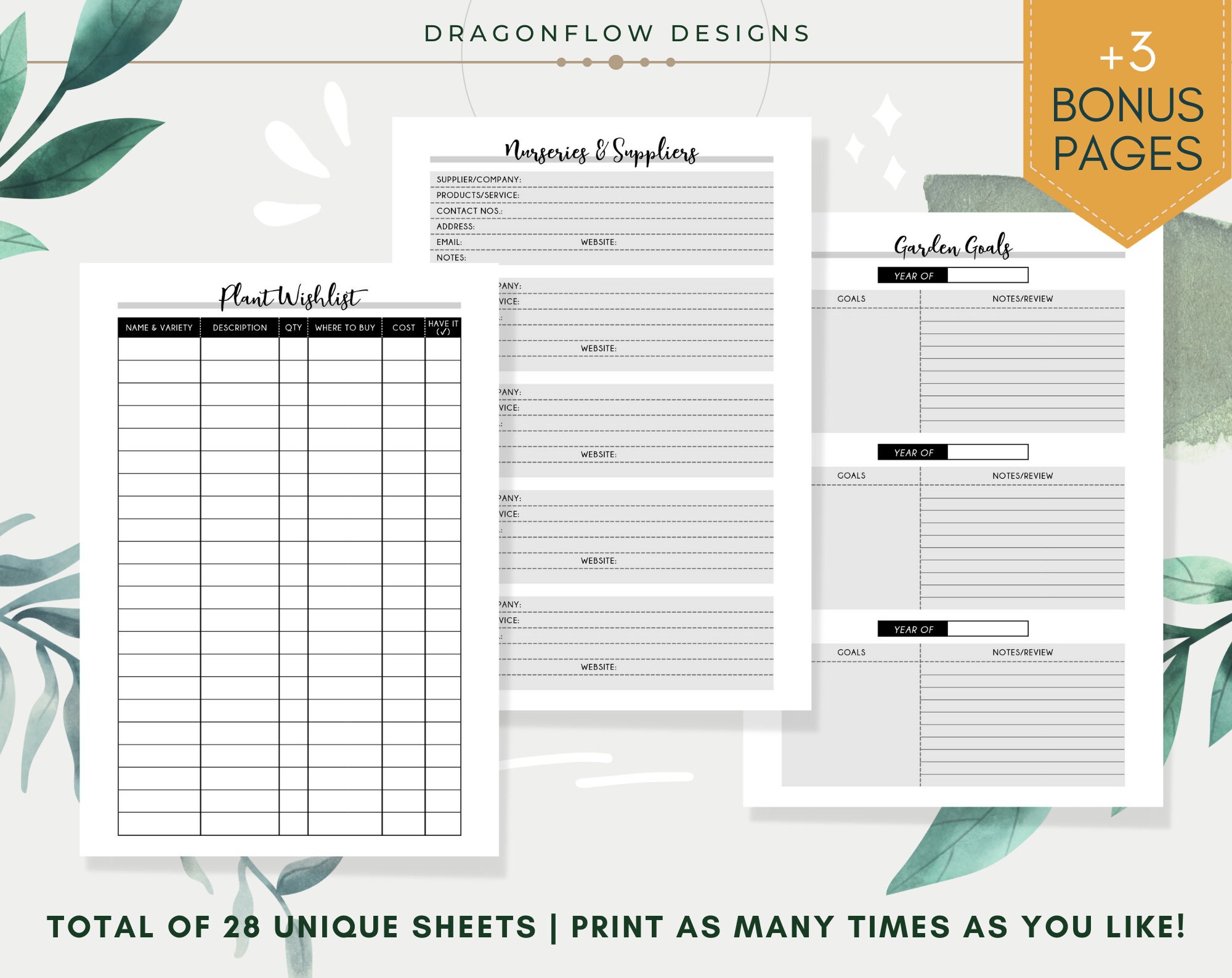 Complete Garden Planner Bundle for Vegetable, Herb & Flower Gardening ...