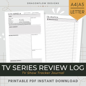 TV Series Review Log Printable Download | Television Show Critic ...