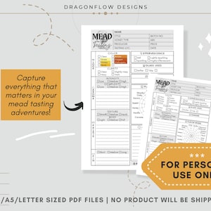 Mead Tasting Journal Printable Download | Honey Wine Review Log PDF ...
