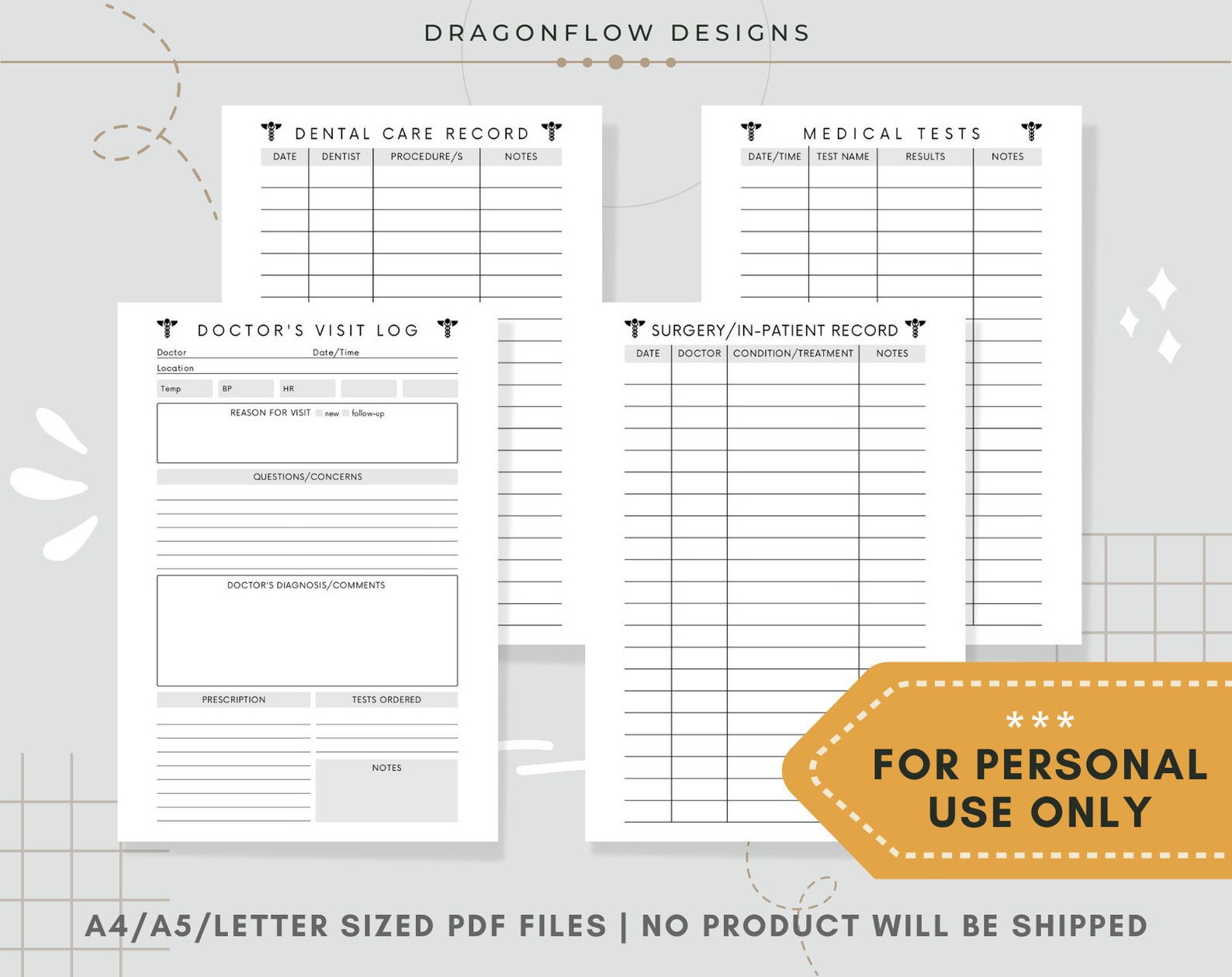 Medical Records Bundle Printable | Healthcare Planner PDF Template ...