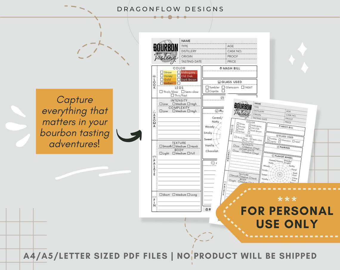 Bourbon Tasting Journal Printable Download | American Whiskey Review ...