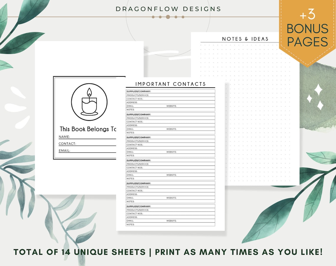 Candle Making Planner Bundle Template Candle Business | Etsy