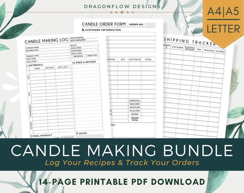 Candle Making Planner Bundle Template | Candle Business Logbook ...