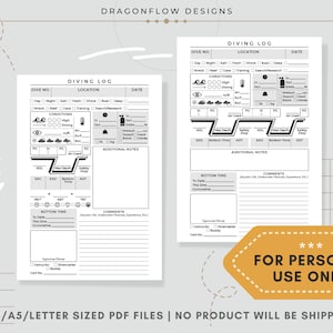 Scuba Diving Log Template Printable PDF Download | Diving Journal ...