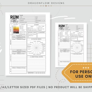 Rum Tasting Journal Printable Download | Rhum Review Log PDF Template ...
